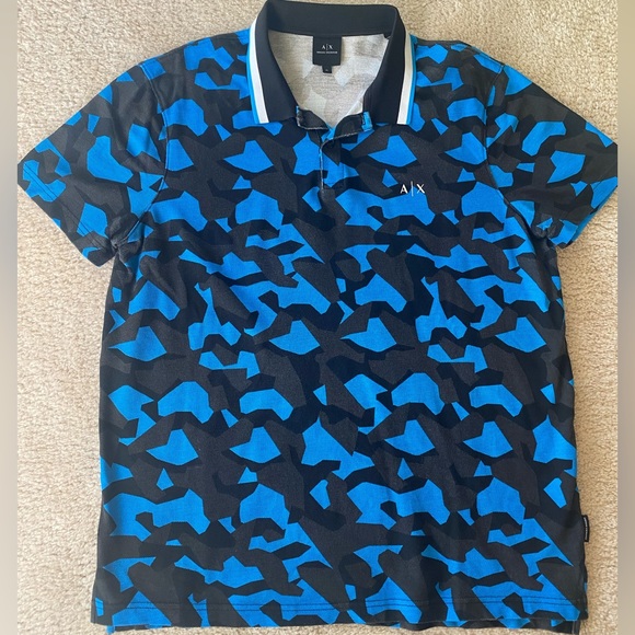 Armani Exchange | Shirts | Armani Exchange Blue Camo Polo Shirt | Poshmark